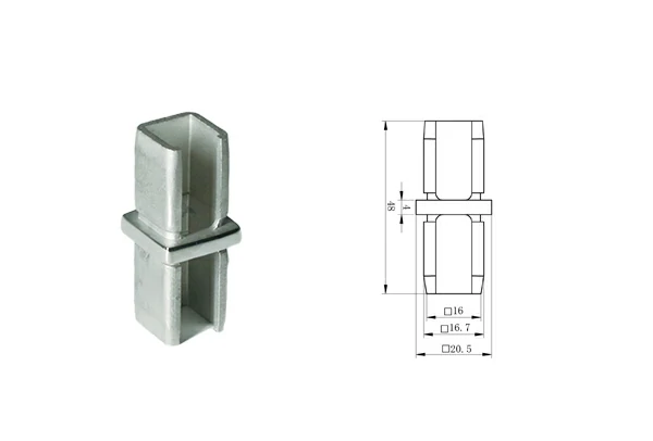 Square Tube Joiner Inline For Tube 20×20 - KeLin Manchinery