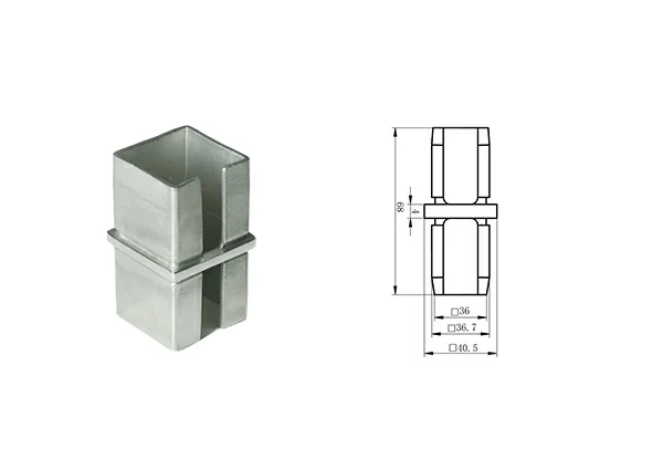 Square Tube Joiner Inline For Tube 40×40 - KeLin Manchinery