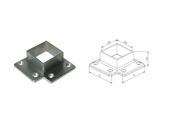 Square Base With Corner Flange 50.8 mm×50.8 mm - KeLin Manchinery